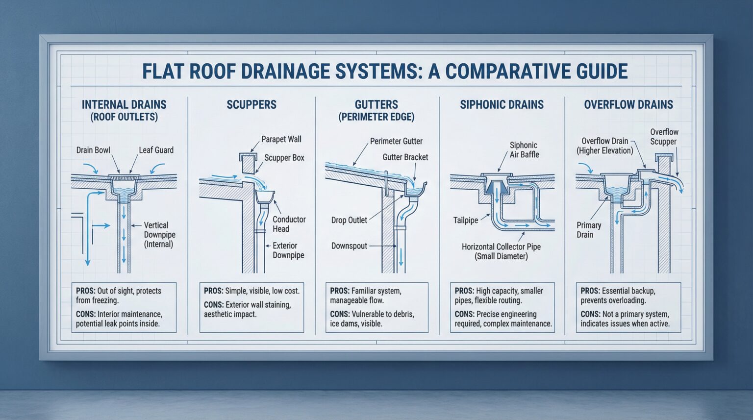 5 Best Flat Roof Drainage Systems: Types, Pros, Cons & Installation ...